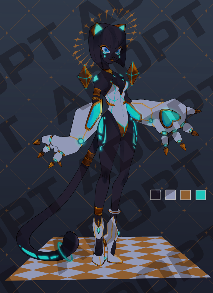 Adopt - Black Cat Egypt Mecha Neon - YCH.Commishes Adopt - Black Cat Egypt Mecha Neon - YCH.Commishes
